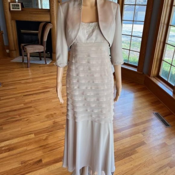 Alex Evenings | Dresses | Alex Evening 34 Sleeve Jacket Dress Champagne ...